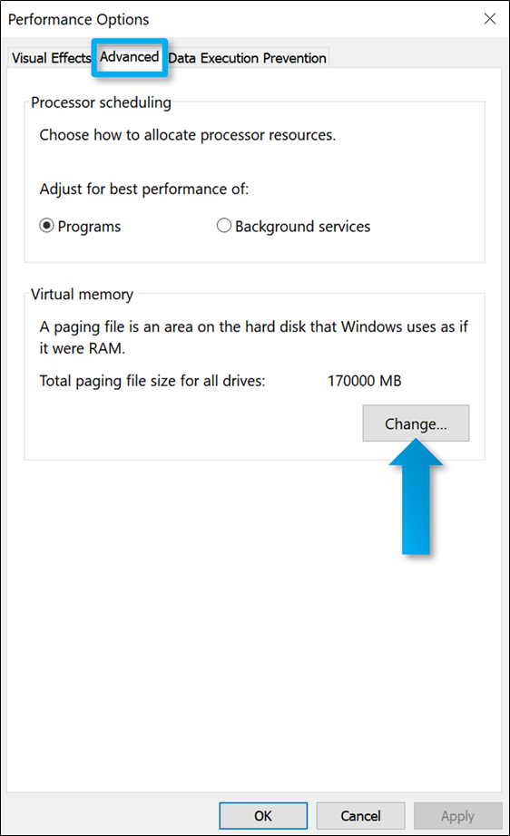 How do you change the amount of Virtual Memory in Windows?